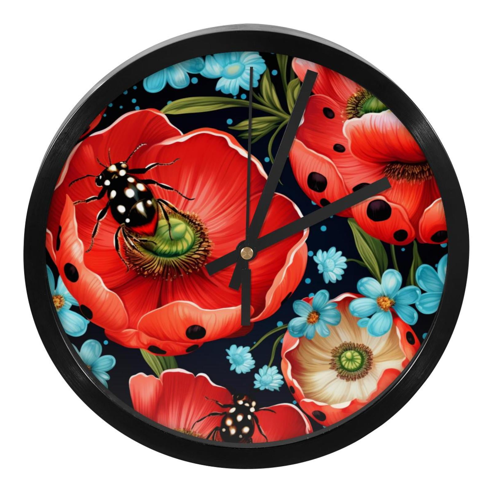 Ladybird Modern Wall Clock, 9.8 Inches, Silent Non-Ticking Round ...
