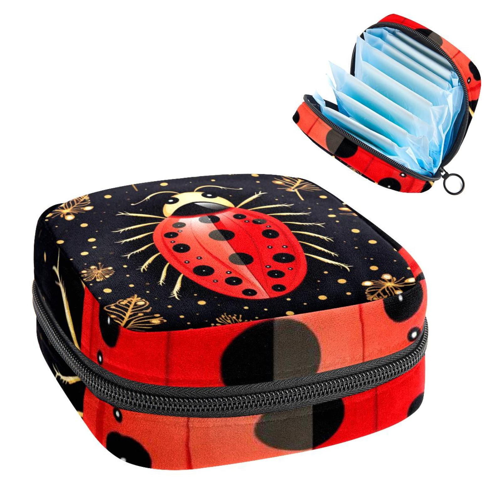 Ladybird Sanitary Napkin Bag Pouch with Zipper, Period Purse Large ...