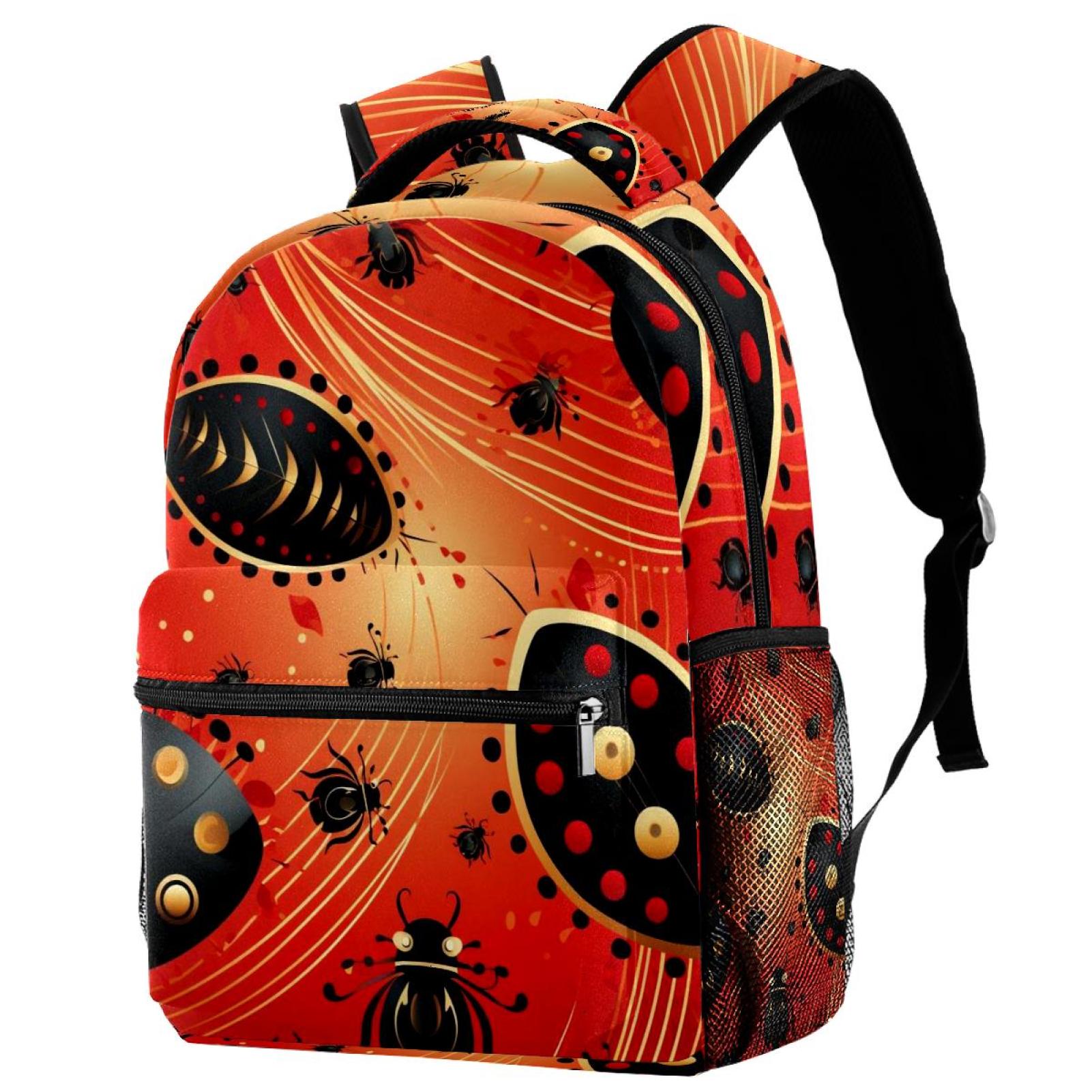 Ladybug Black Lightweight Backpacks Roomy Interior, Casual Backpack in ...