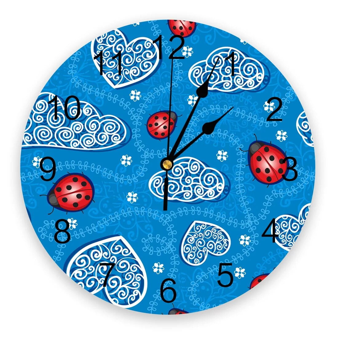 Ladybug Cartoon Leaves Clocks Wall Home Decor Modern Kitchen Room ...