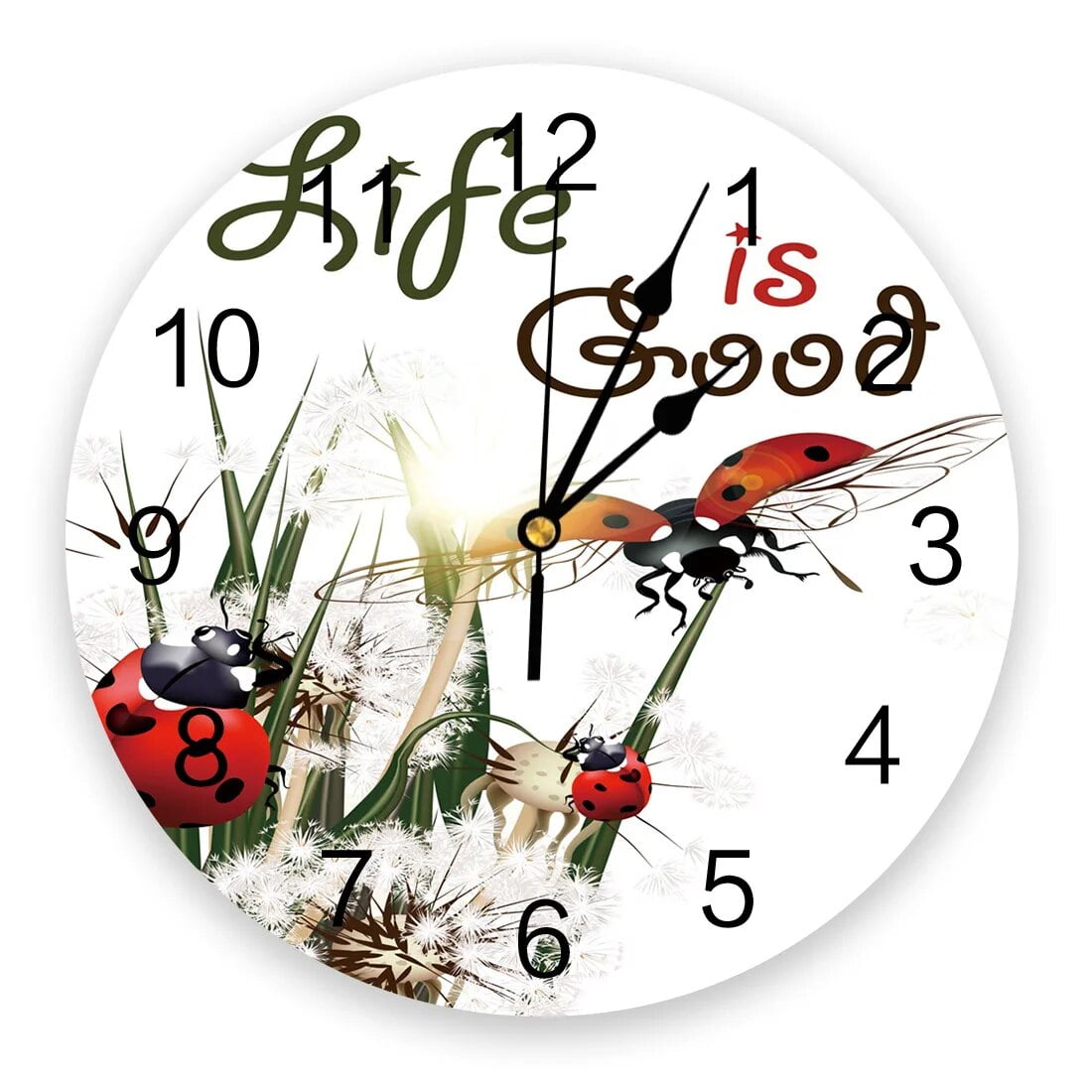Ladybug Cartoon Leaves Clocks Wall Home Decor Modern Kitchen Room ...