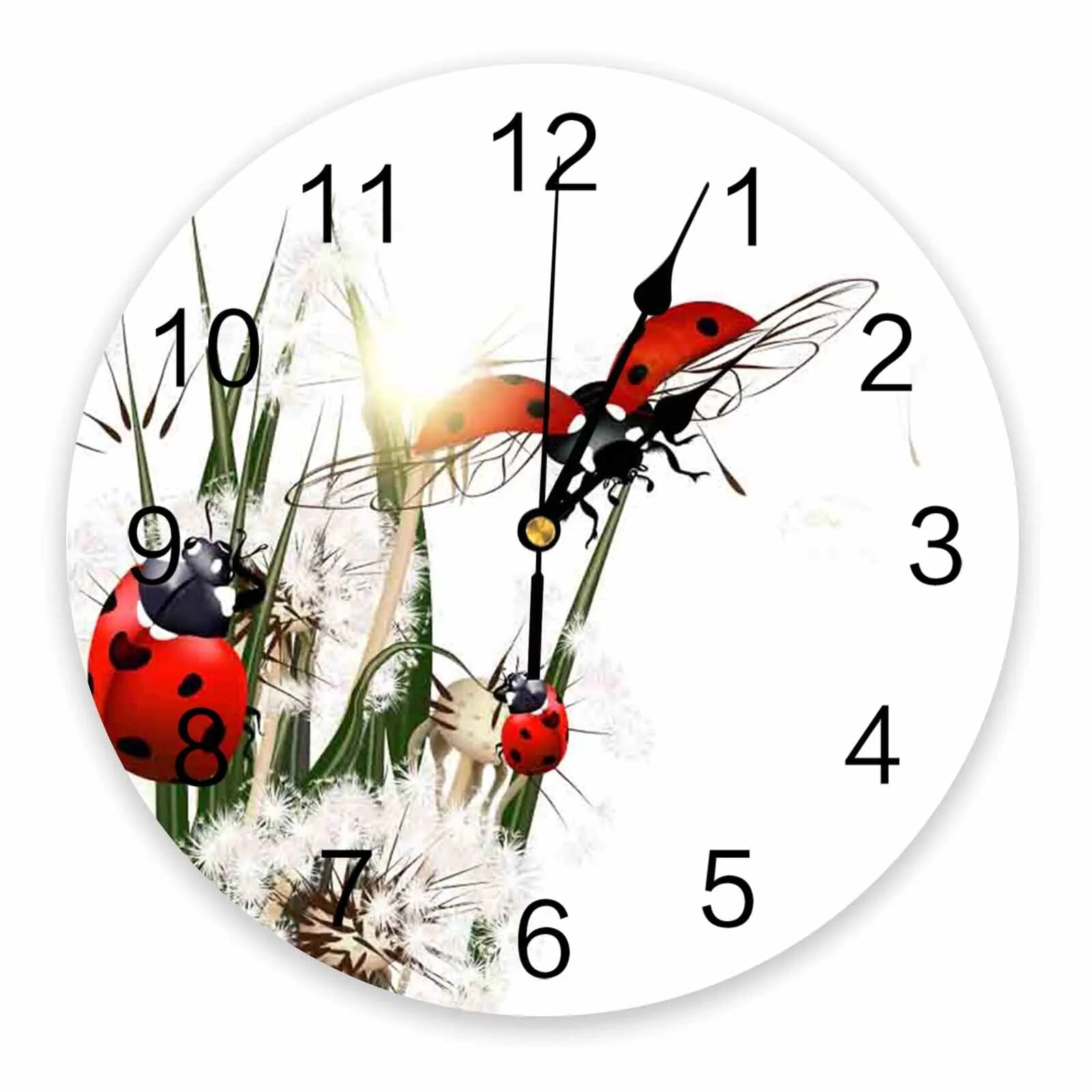 Ladybug Cartoon Leaves Clocks Wall Home Decor Modern Kitchen Room ...