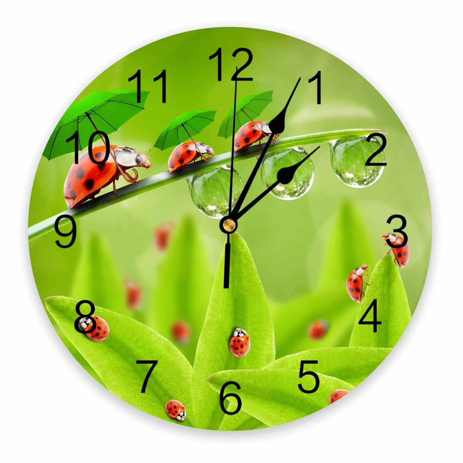 Ladybug Cartoon Leaves Clocks Wall Home Decor Modern Kitchen Room ...
