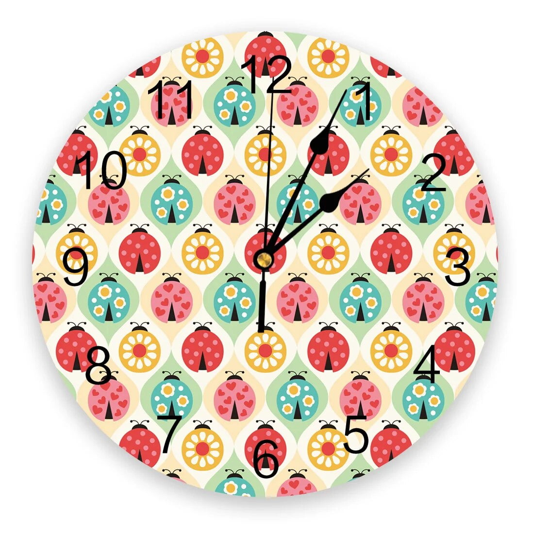 Ladybug Cartoon Leaves Clocks Wall Home Decor Modern Kitchen Room ...