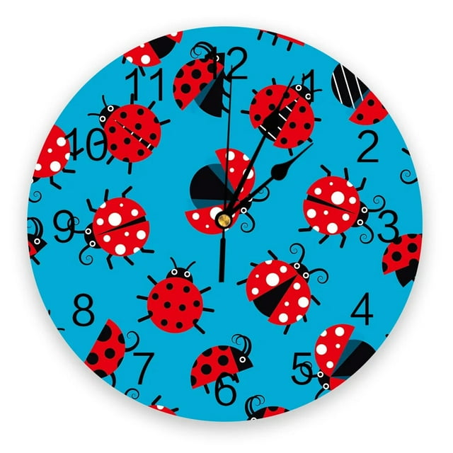 Ladybug Cartoon Leaves Clocks Wall Home Decor Modern Kitchen Room ...