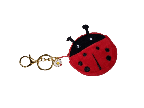 Ladybug Coin Purse Keychain Purse 3" wide 1" Thick 6" From Clip To ...