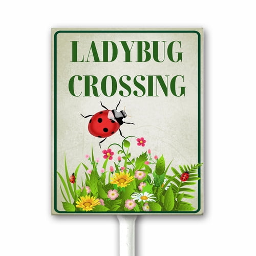Ladybug Crossing Aluminum Sign for Yard With Stake, Ladybugs Zone Xing ...