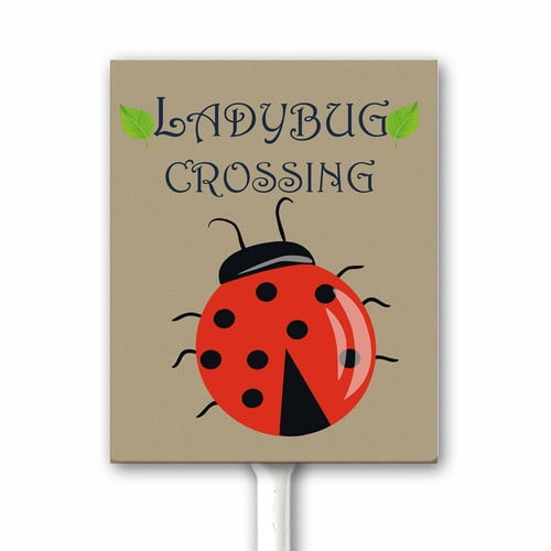 Ladybug Crossing Garden Sign, Hello Spring Summer Seasonal Outdoor Yard ...