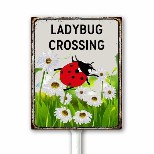 Ladybug Crossing Sign, Ladybugs Zone Xing, Pollinator Habitat Area ...