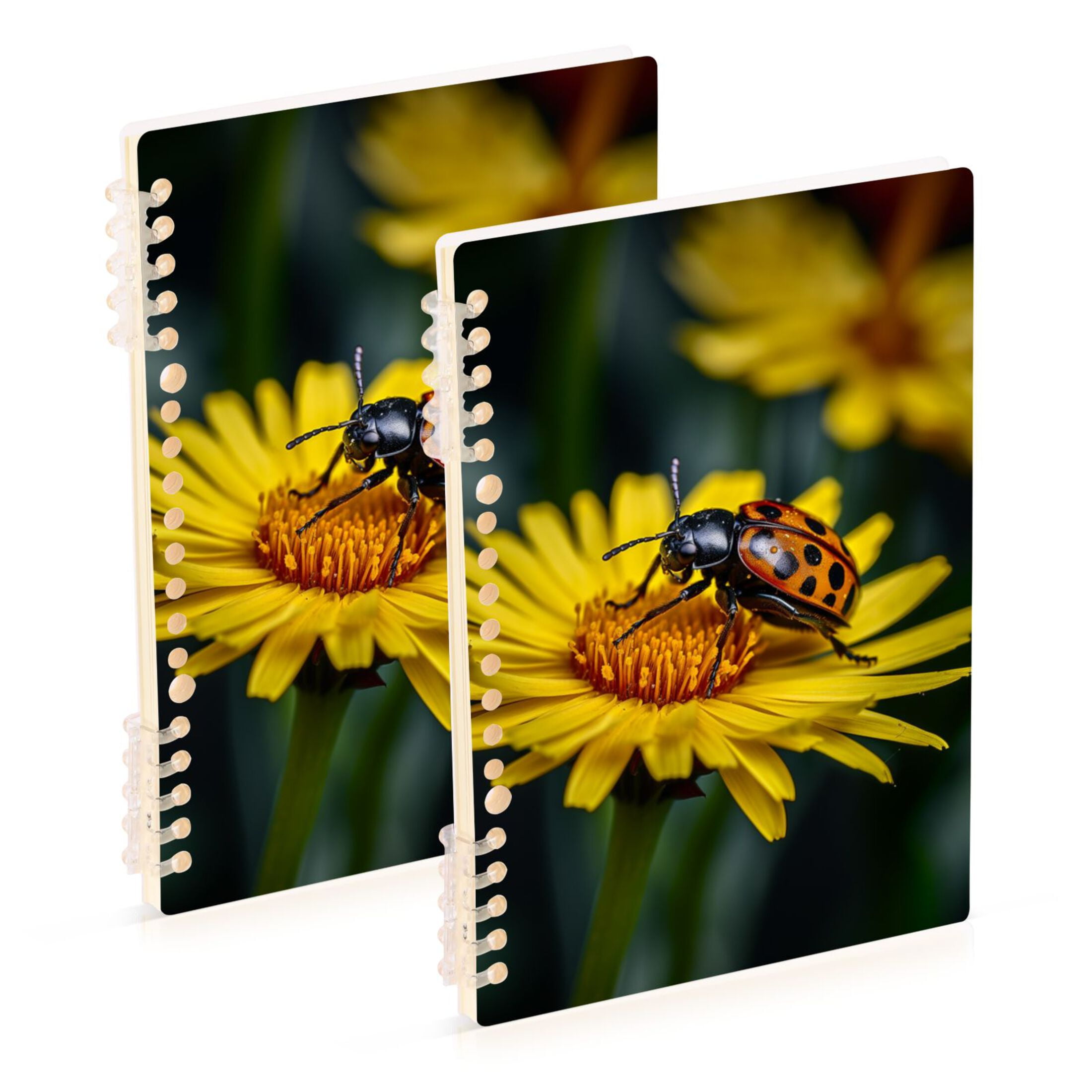 Ladybug Daisies Flowers Ring Binder Notebook Journey Note Diary College ...