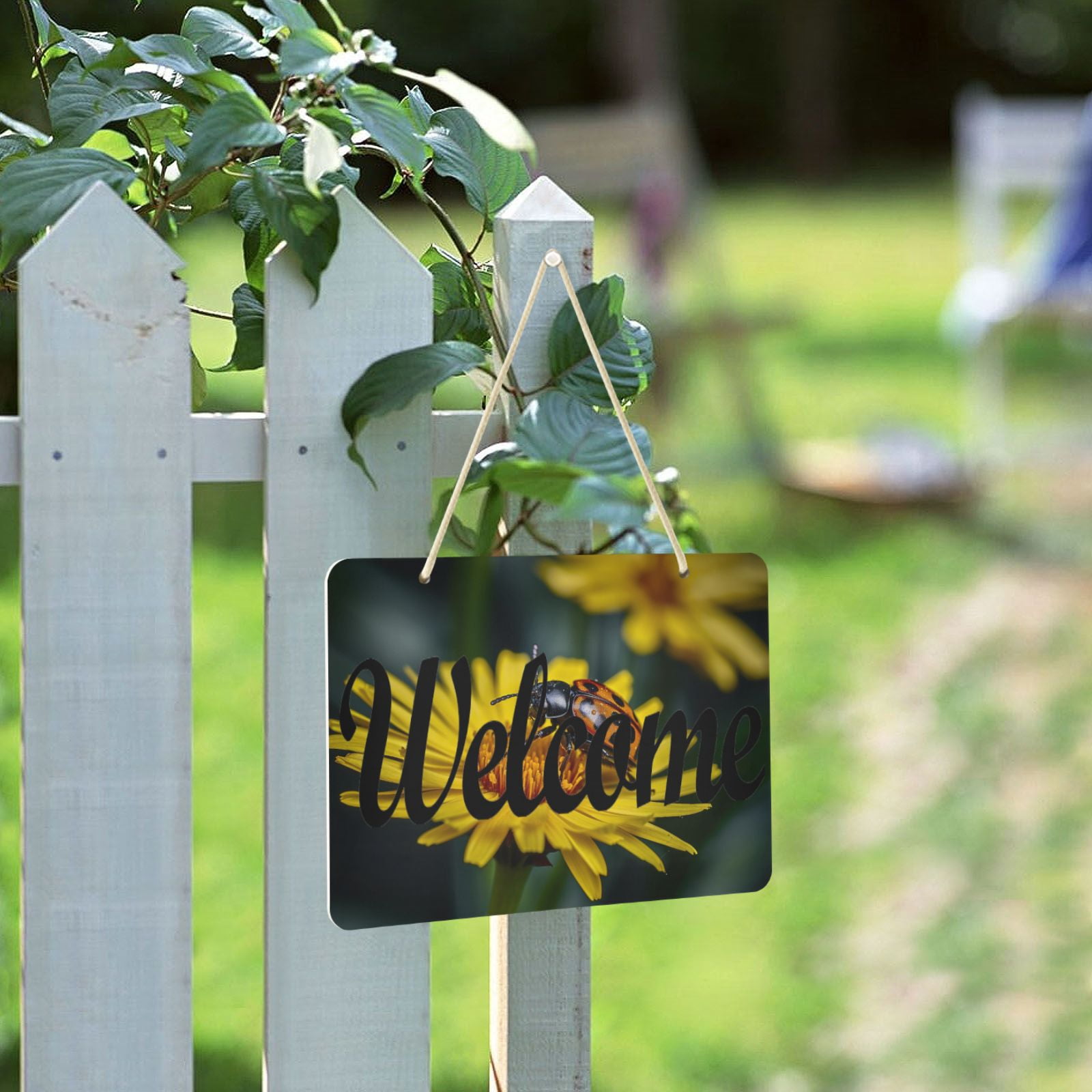 Ladybug Daisies Flowers Welcome Sign for Front Door Porch Wreath Door ...