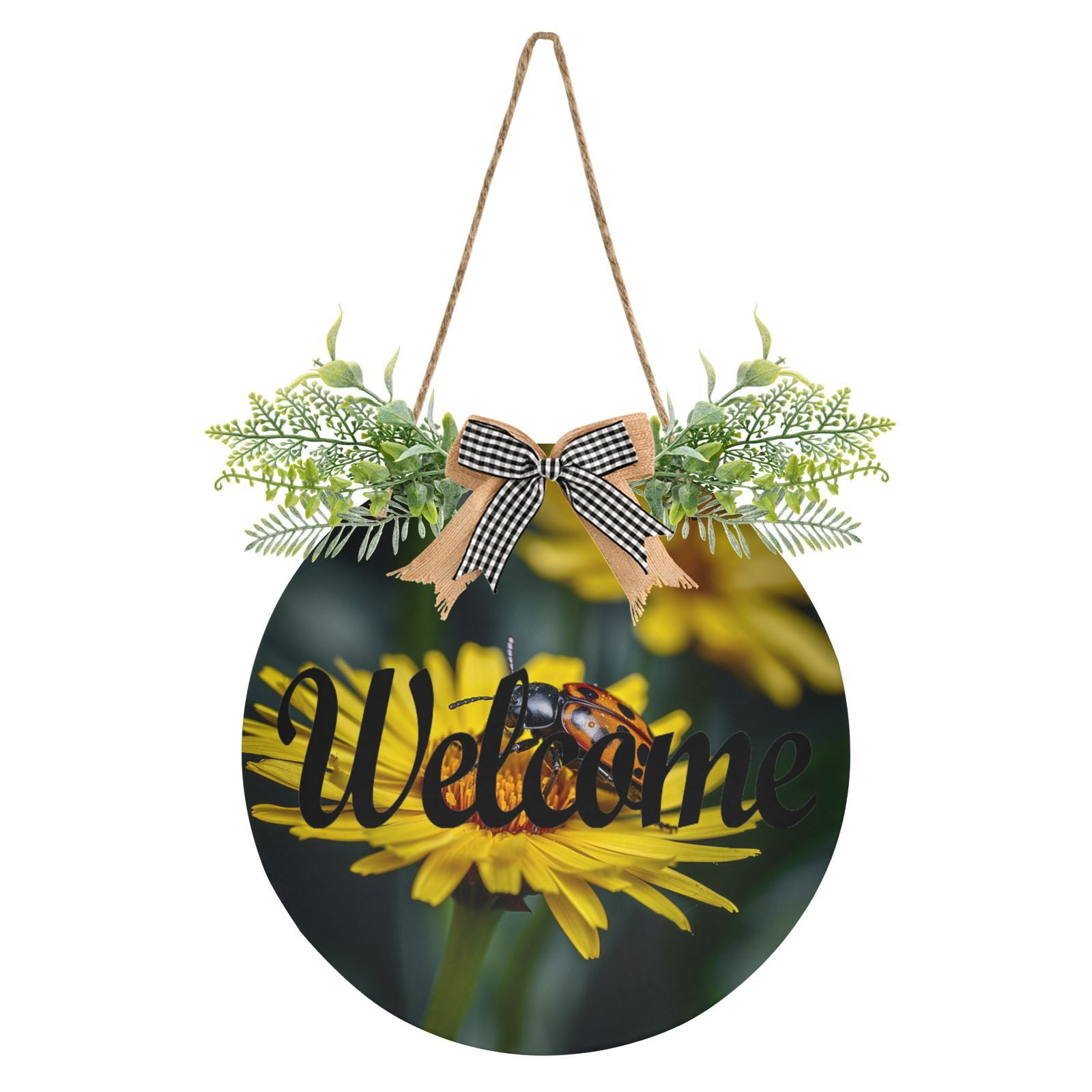 Ladybug Daisies Flowers Welcome Sign for Front Door Wreath Door Sign ...