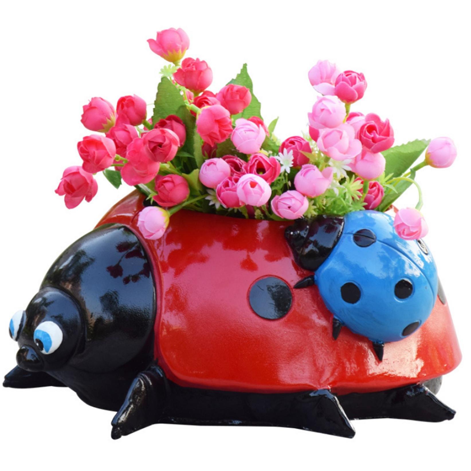 Ladybug Flower Pot Whimsical Resin Ladybug Planter Pot, Garden Sketches ...