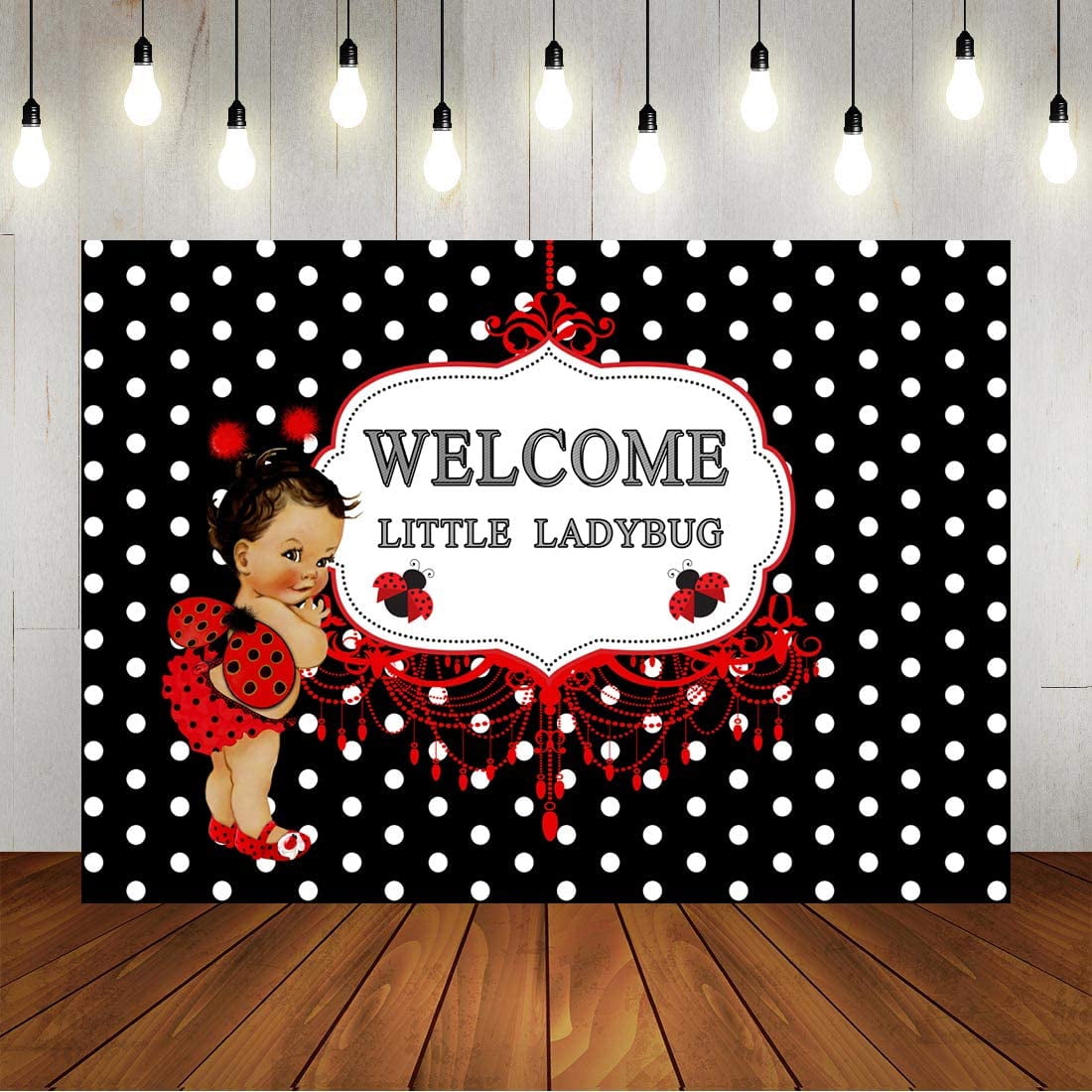 Ladybug Girl Baby Shower Backdrop Welcome Our Little Ladybug Baby ...