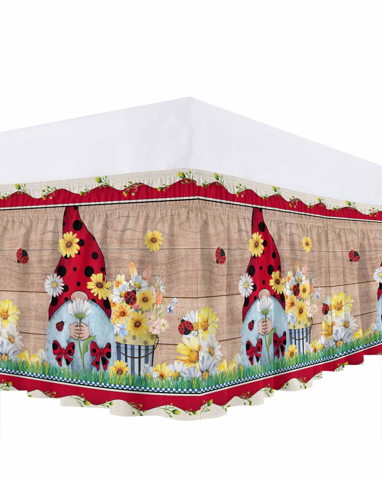 Ladybug Gnome Bed Skirt California King Size 16 Inch Drop, Country ...