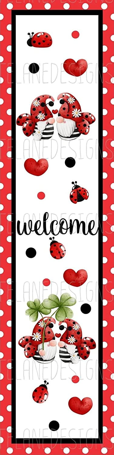 Ladybug Gnomes Welcome Porch Sign, Summer Porch Leaner Ladybird Welcome ...
