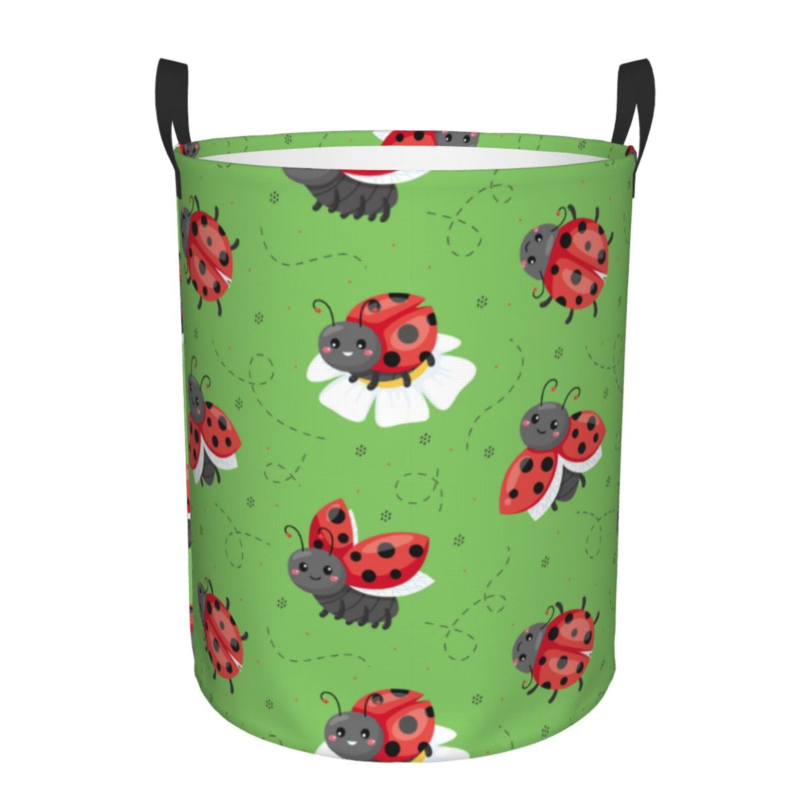 Ladybug Green Laundry Basket with Handles - Freestanding Laundry Hamper ...
