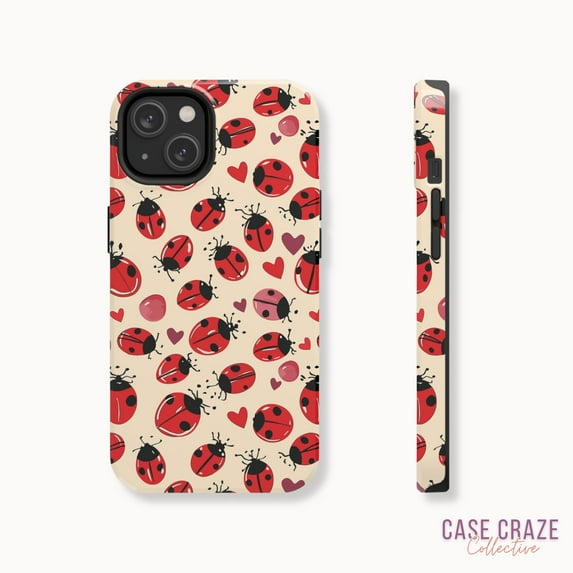 Ladybug Hearts Watercolor Nature Phone Case 17 11 12 13 14 15 16 Pro ...