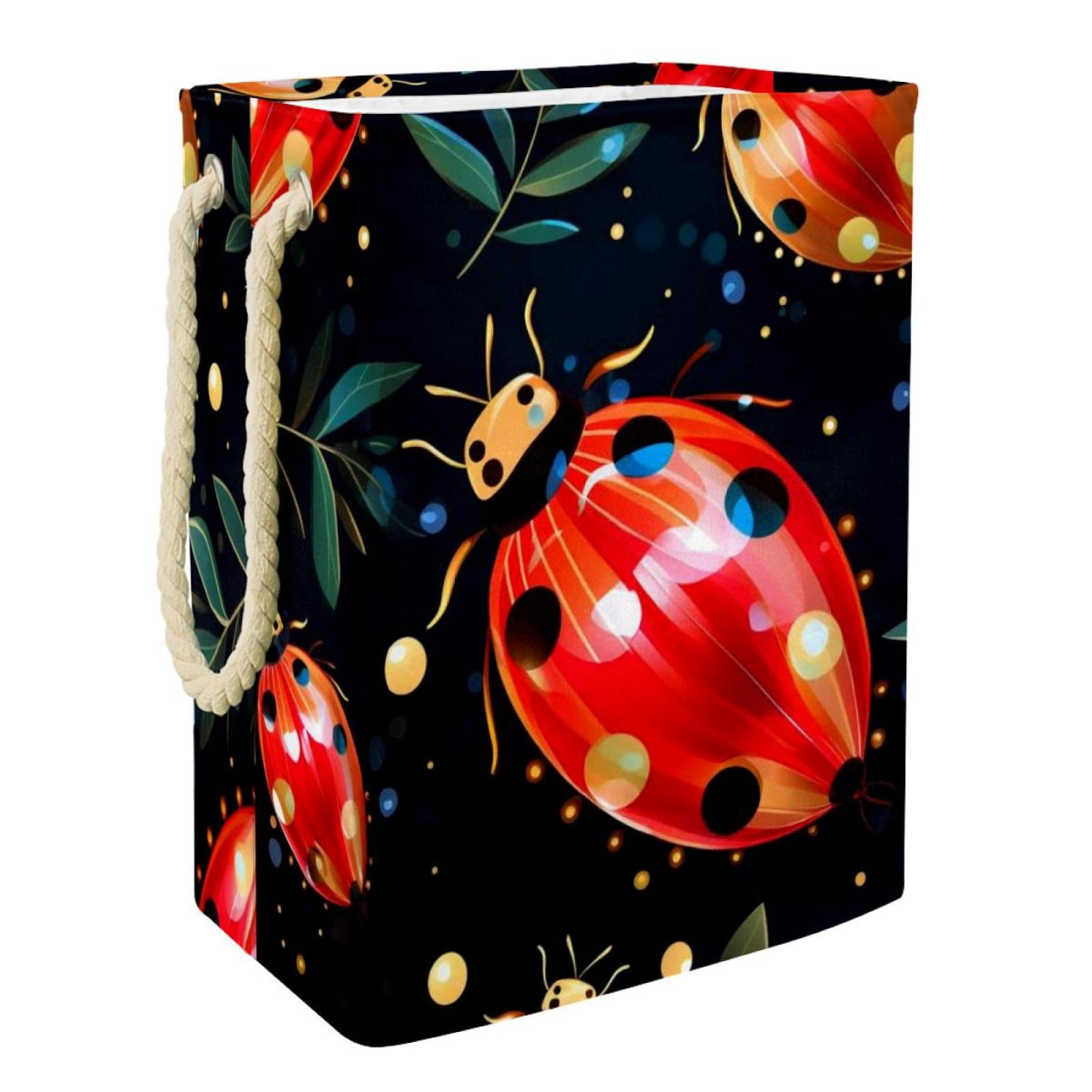 Ladybug Leave on Dark Laundry Hamper, Collapsible Laundry Baskets Firm ...