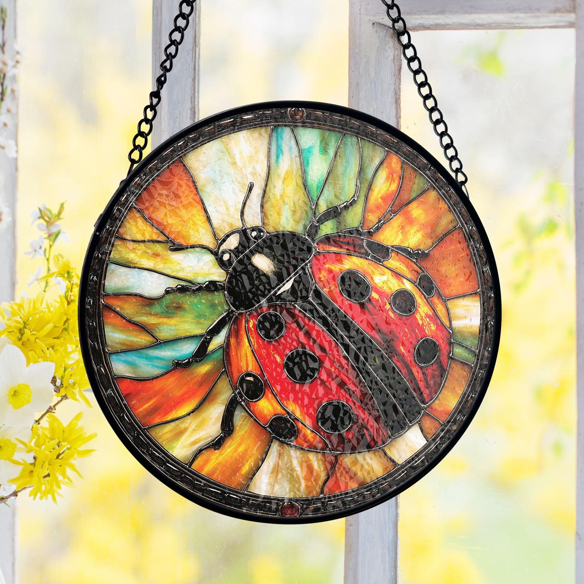 Ladybug Lover Gift Stained Glass Suncatcher, Gardener Mom Present ...
