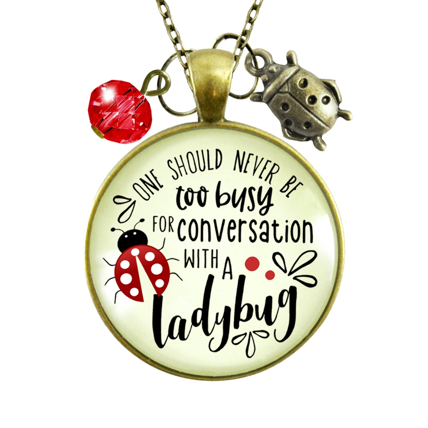 Ladybug Necklace Never Too Busy Gutsy Goodness Female Adult Bronze ...