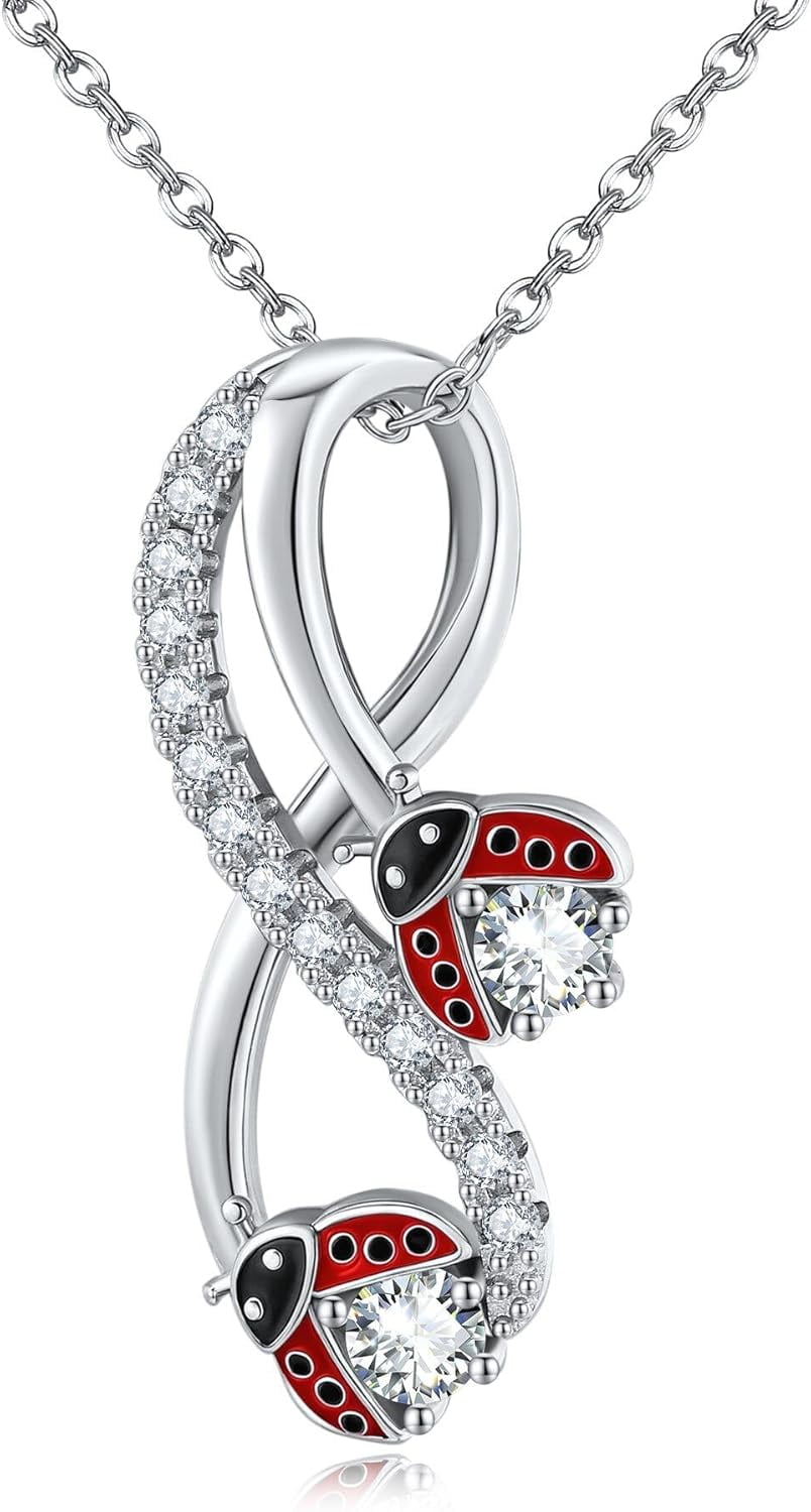 Ladybug Necklace Sterling Silver Infinity Necklace Lady Bug Animal ...