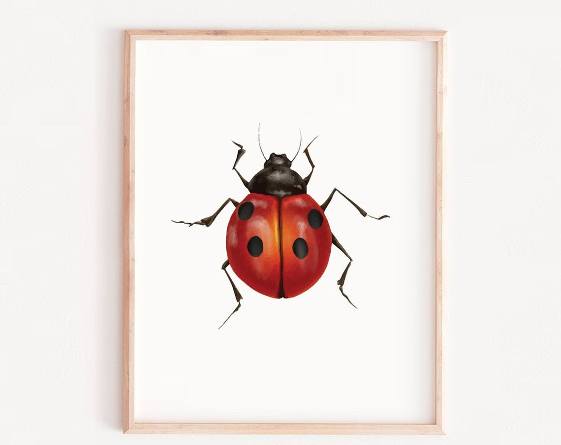 Ladybug Nursery Wall Art, Girl Nursery Decor, Bugs Kids Poster, Ladybug ...