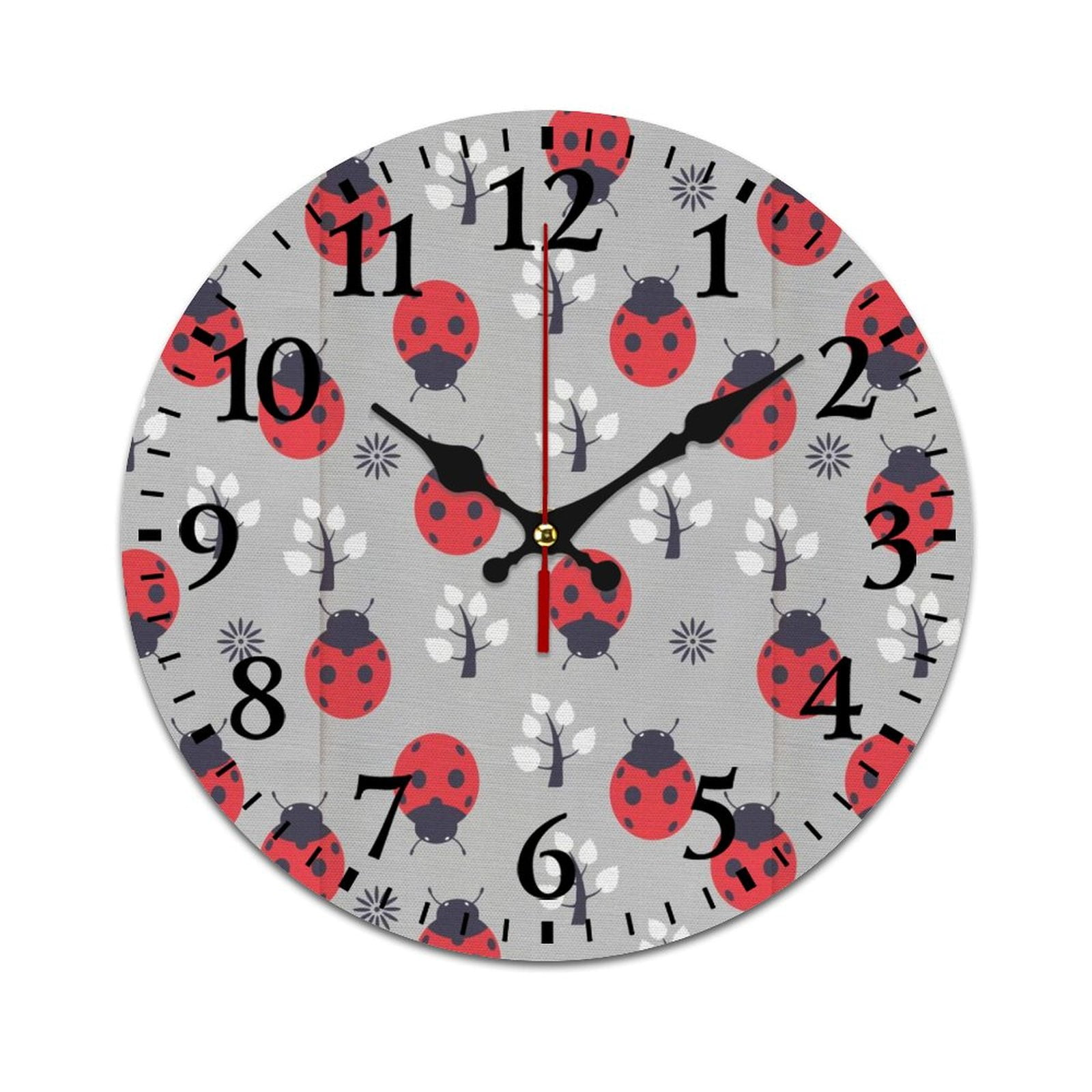 Ladybug Plant Wall Clock Modern Design Clocks Wall Hanging Home Office ...