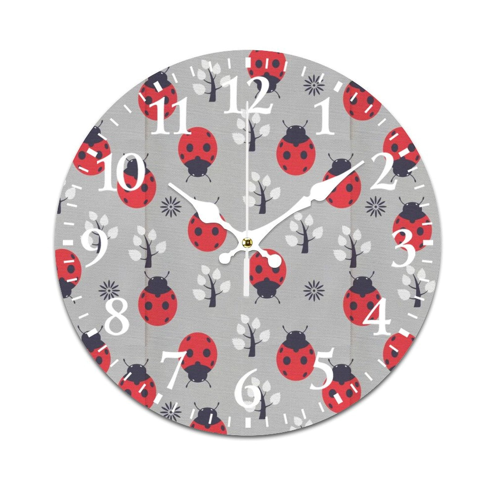 Ladybug Plant Wall Clock Modern Design Clocks Wall Hanging Home Office ...