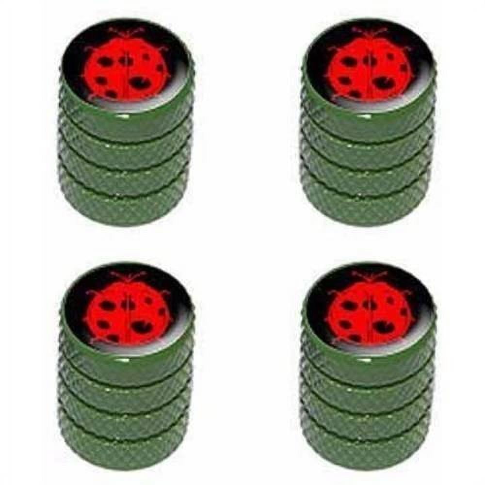 Ladybug Red Lady Bug On Black Tire Rim Wheel Aluminum Valve Stem Caps ...