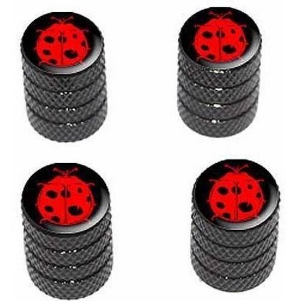 Ladybug Red Lady Bug On Black Tire Rim Wheel Aluminum Valve Stem Caps ...
