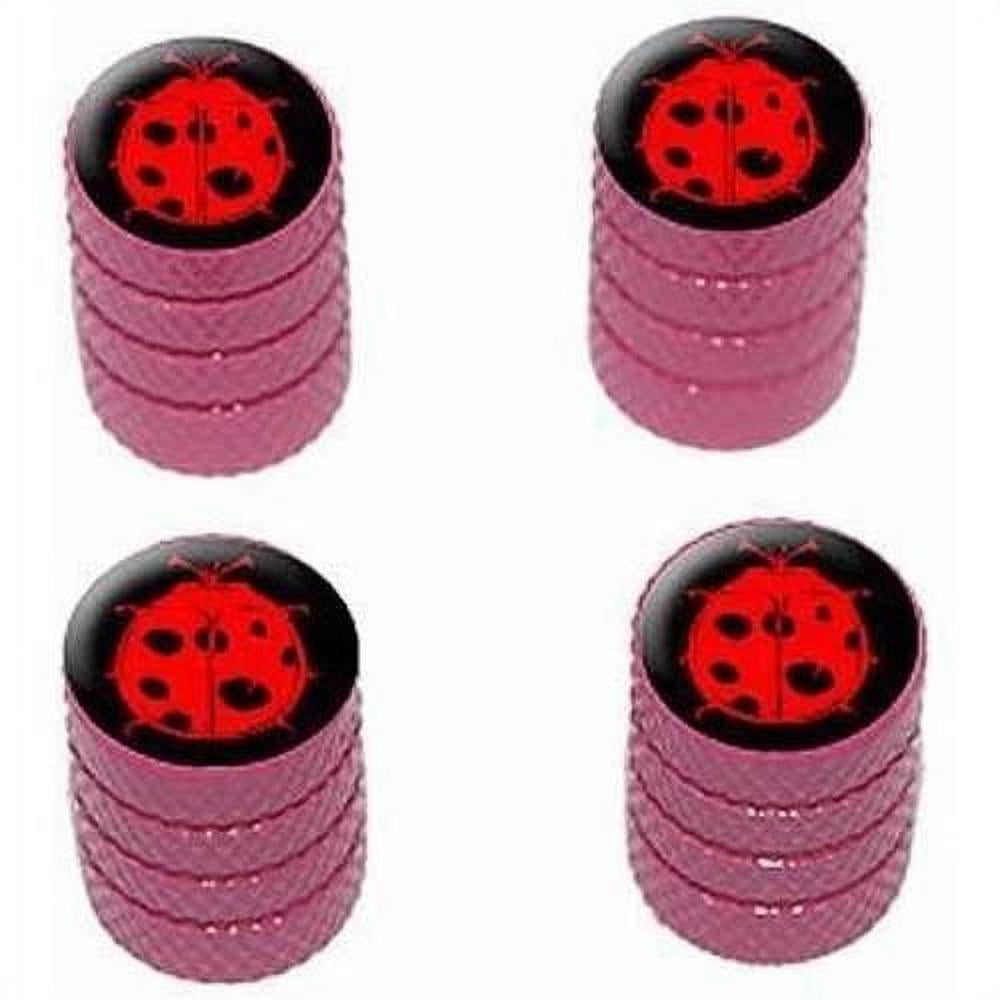 Ladybug Red Lady Bug On Black Tire Rim Wheel Aluminum Valve Stem Caps ...