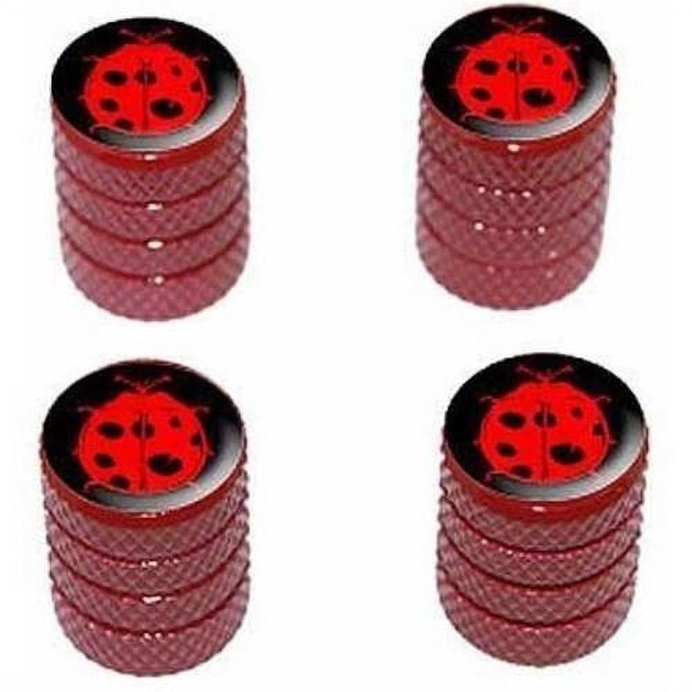 Ladybug Red Lady Bug On Black Tire Rim Wheel Aluminum Valve Stem Caps ...