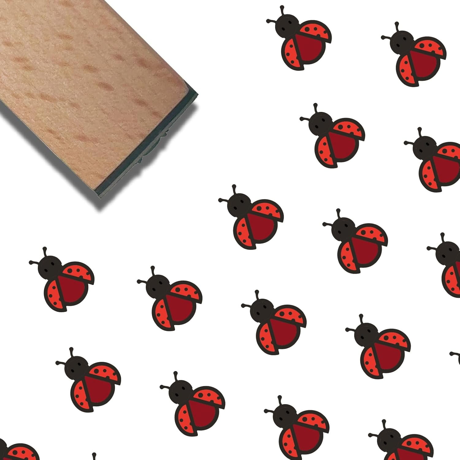 Ladybug Rubber Stamp Insect Wooden Stamps Natural Wood Reusable Vintage ...