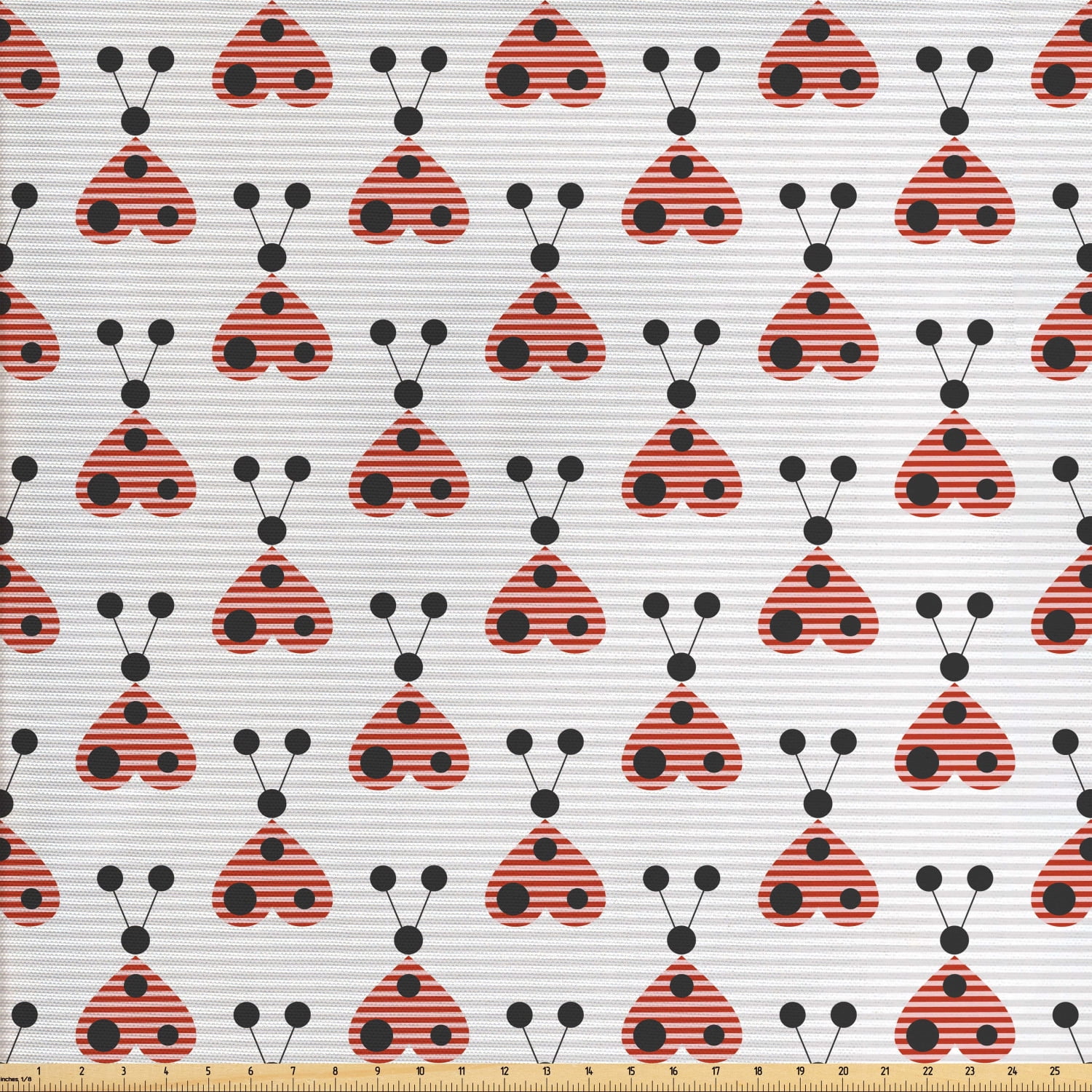 Ambesonne Ladybug Fabric by the Yard Upholstery, Heart Shaped Bug Forms ...