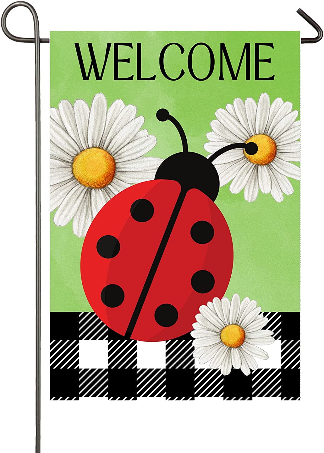Ladybug Spring Summer Garden Flag 12x18 Inch Double Sided Ladybug Daisy ...