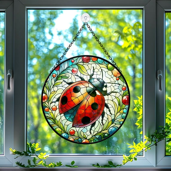 Ladybug Stained Glass Suncatcher, Ladybug Glass Suncatchers for Windows ...