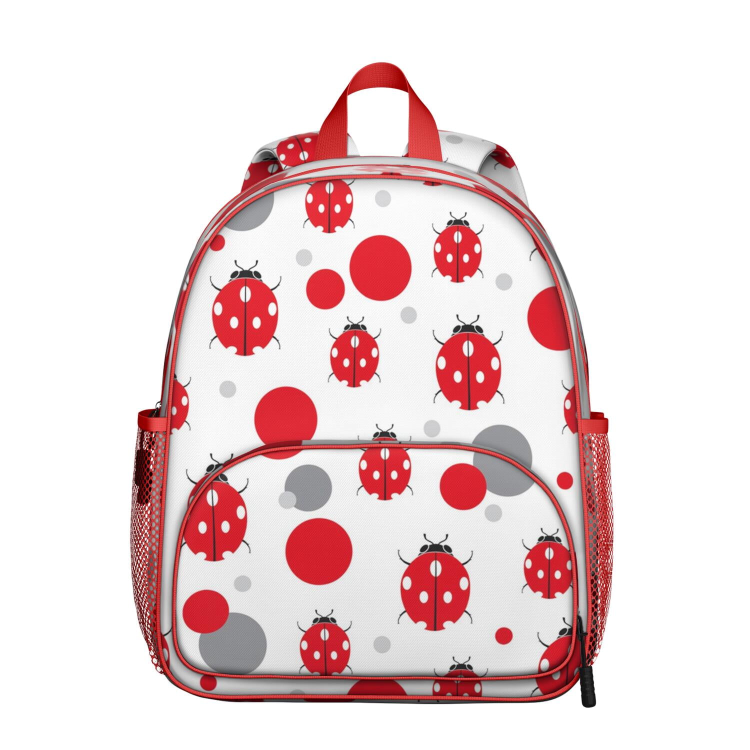 Ladybug Student Backpack – Cute Red Ladybird Cartoon Print With Polka ...