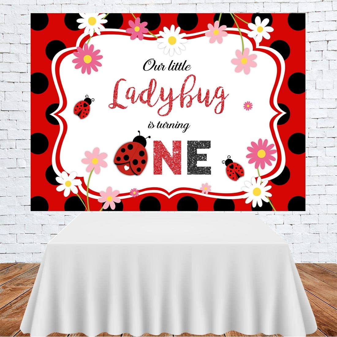 Ladybug Theme Birthday Party Backdrop Girls First Birthday Background ...