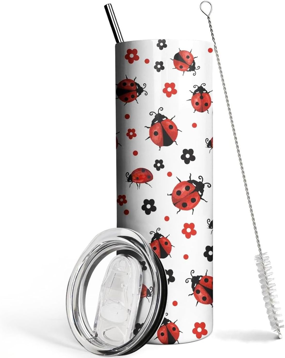 Ladybug Tumbler with Lid and Straw, Ladybug Gifts for Women Girls,20oz ...