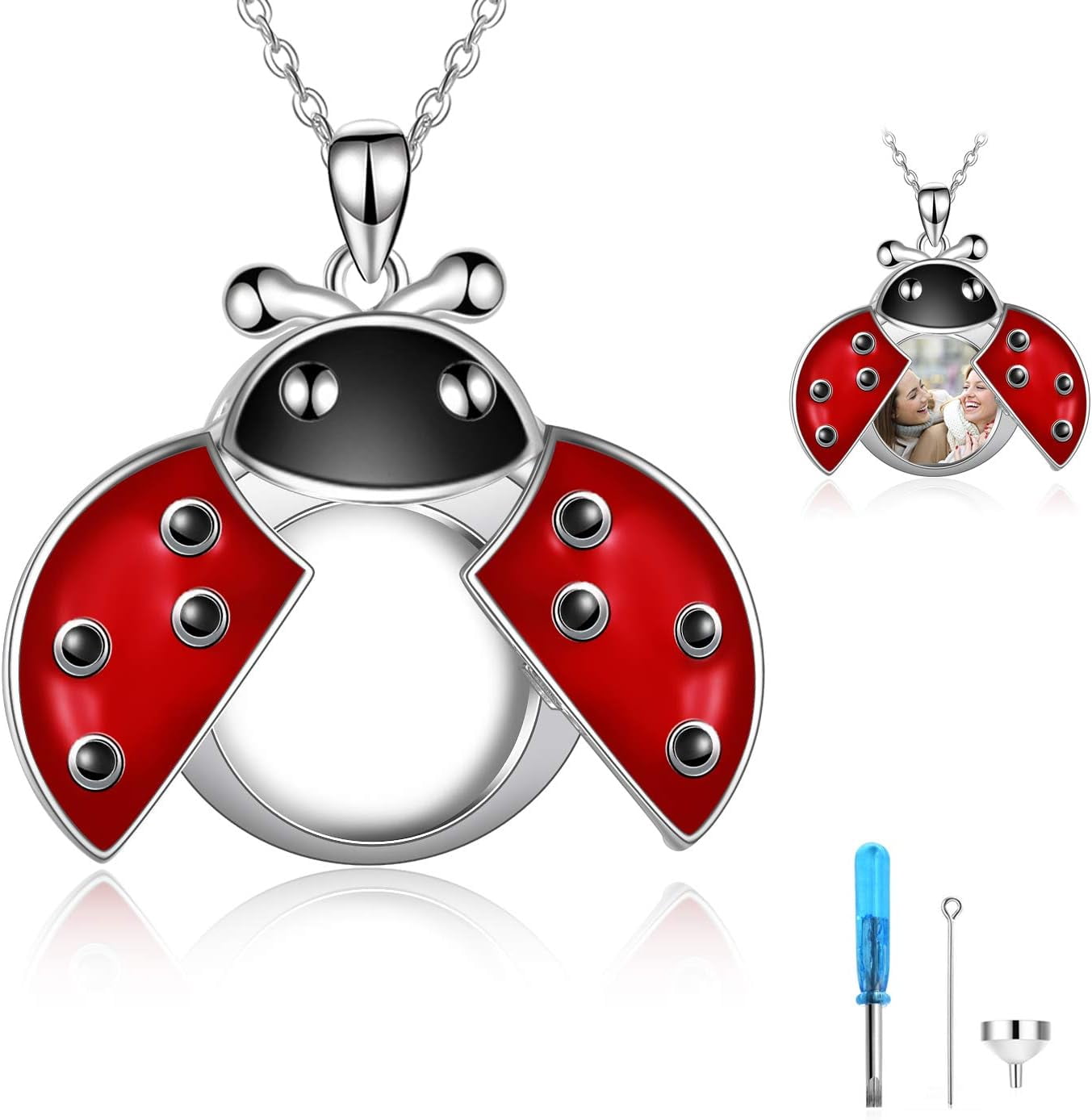 Ladybug Urn Necklace for Ashes - Sterling Silver Locket with Picture ...
