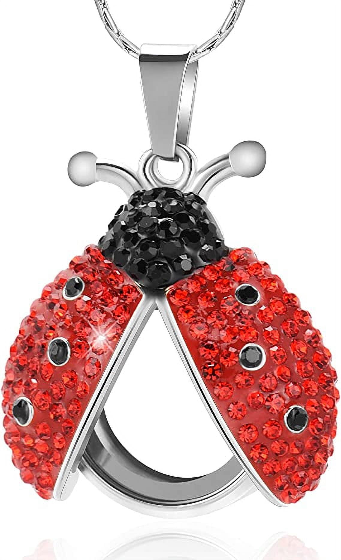 Ladybug Urn Necklace for Ashes Transparent Glass Locket Human Pet Ash ...