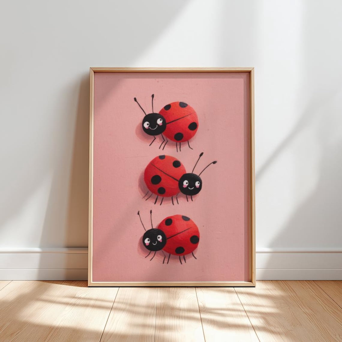 Ladybug Wall Art, Nursery Poster, Cute Insect Poster, Pink Playroom ...