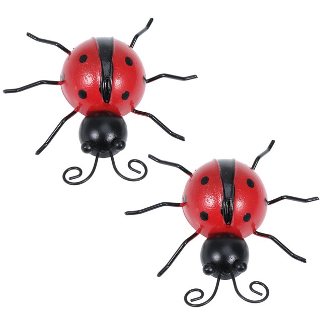 Ladybug Wall Metal Decor Figurine Miniature Landscape Art Craft Garden ...