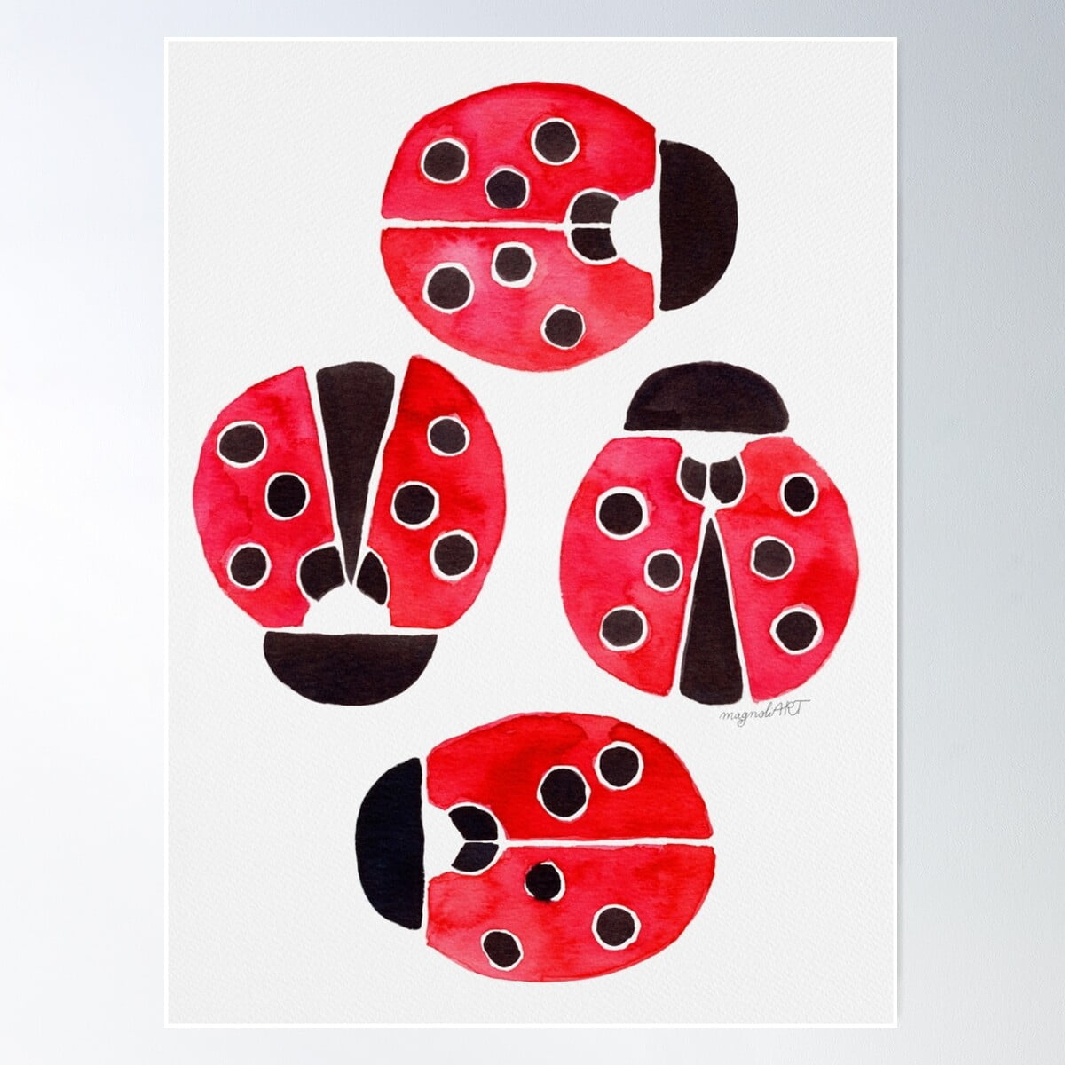 Ladybug - Watercolor Artwork Poster Wall Art, Modern Wall Decor For ...
