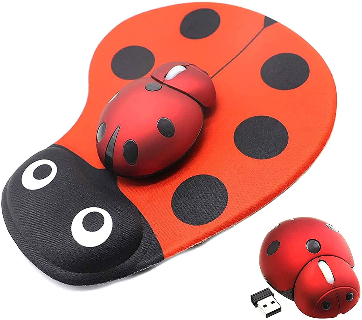 Ladybug Wireless Mouse with Mouse pad|Draduo Cute Animal Wireless Mouse ...