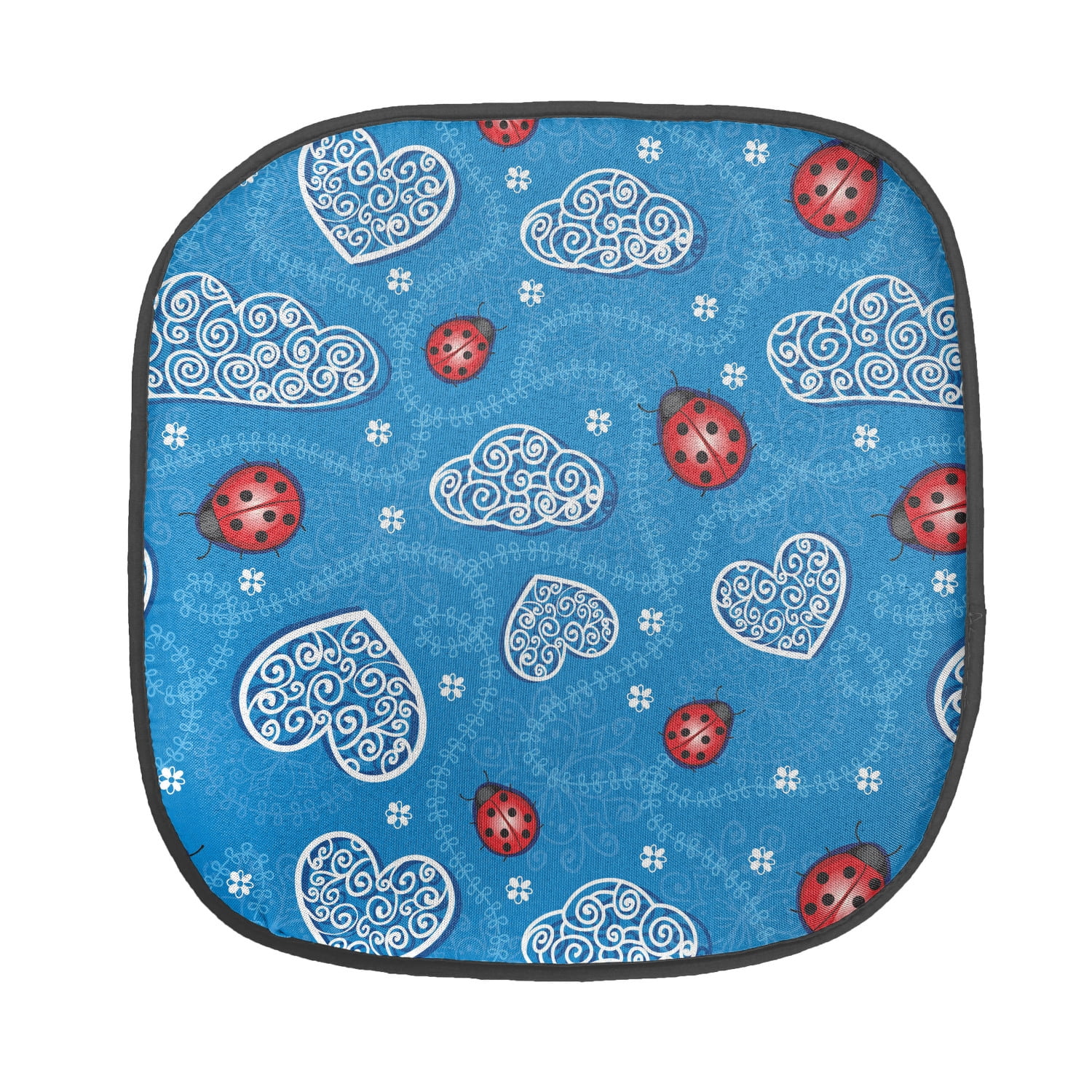 Ladybugs Chair Seating Cushion, Ladybugs and Ornate Clouds Magic in the ...