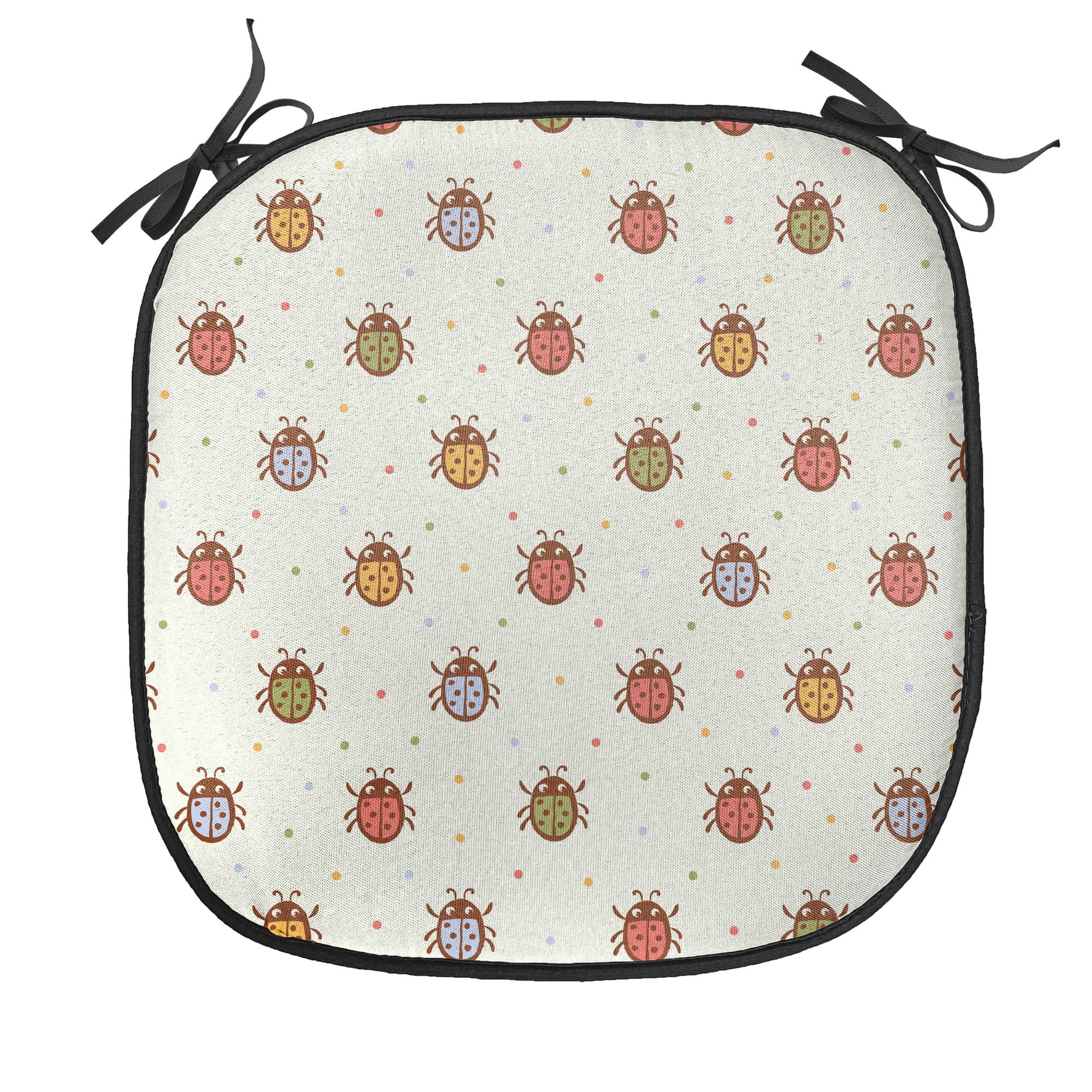 Ladybugs Chair Seating Cushion, Pastel Color Vintage Bugs Setting ...