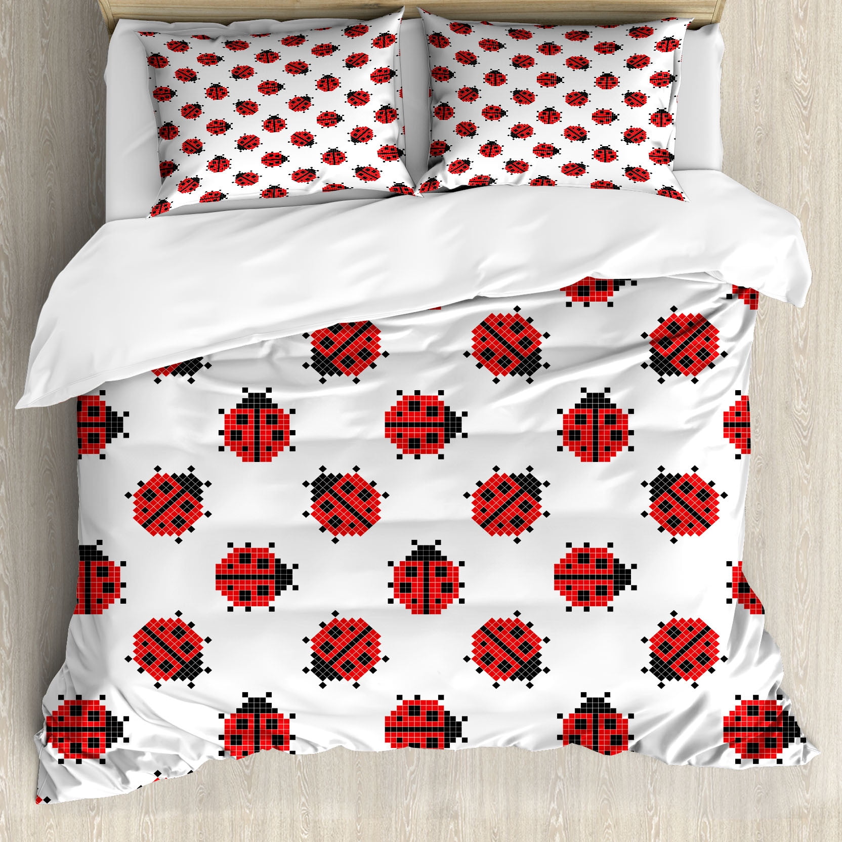 Ladybugs Duvet Cover Set, Cross-stitch Insect Model Animal Pixel Art ...