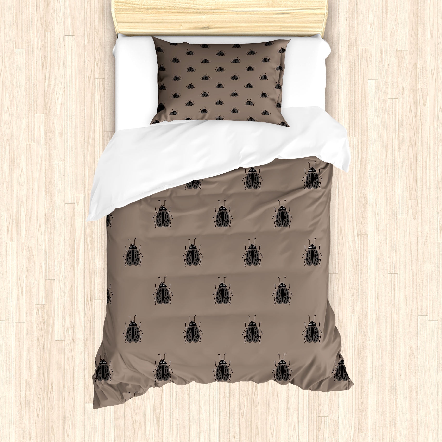 Ladybugs Duvet Cover Set, Dame Insect Dark Gloomy Colors Melancholic ...